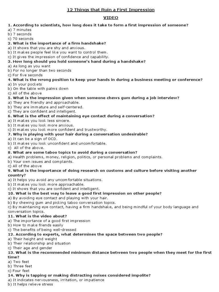 12 Things That Ruin A First Impression | PDF