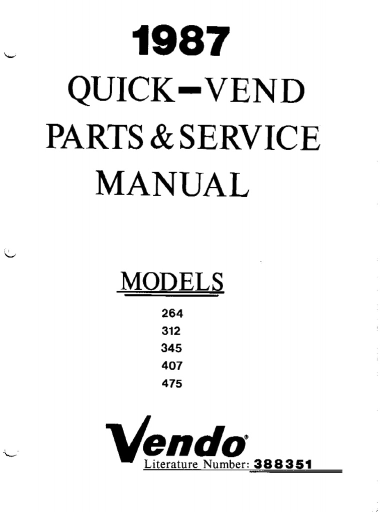Vendo Quick Vend Manual 264 312 345 407 475 | PDF