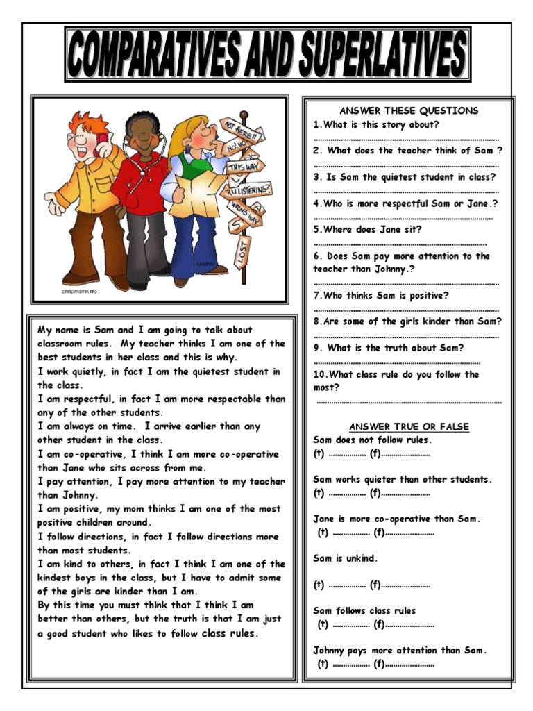 Comparatives and Superlatives Reading Comprehension Exercises | PDF