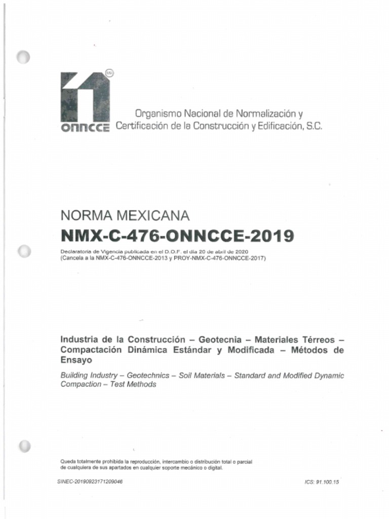 NMX C 476 Onncce 2019 Compactación | PDF