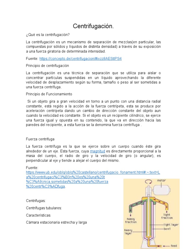 Guía de Centrifugación y Tipos de Centrífugas | PDF | Líquidos | Fuerza