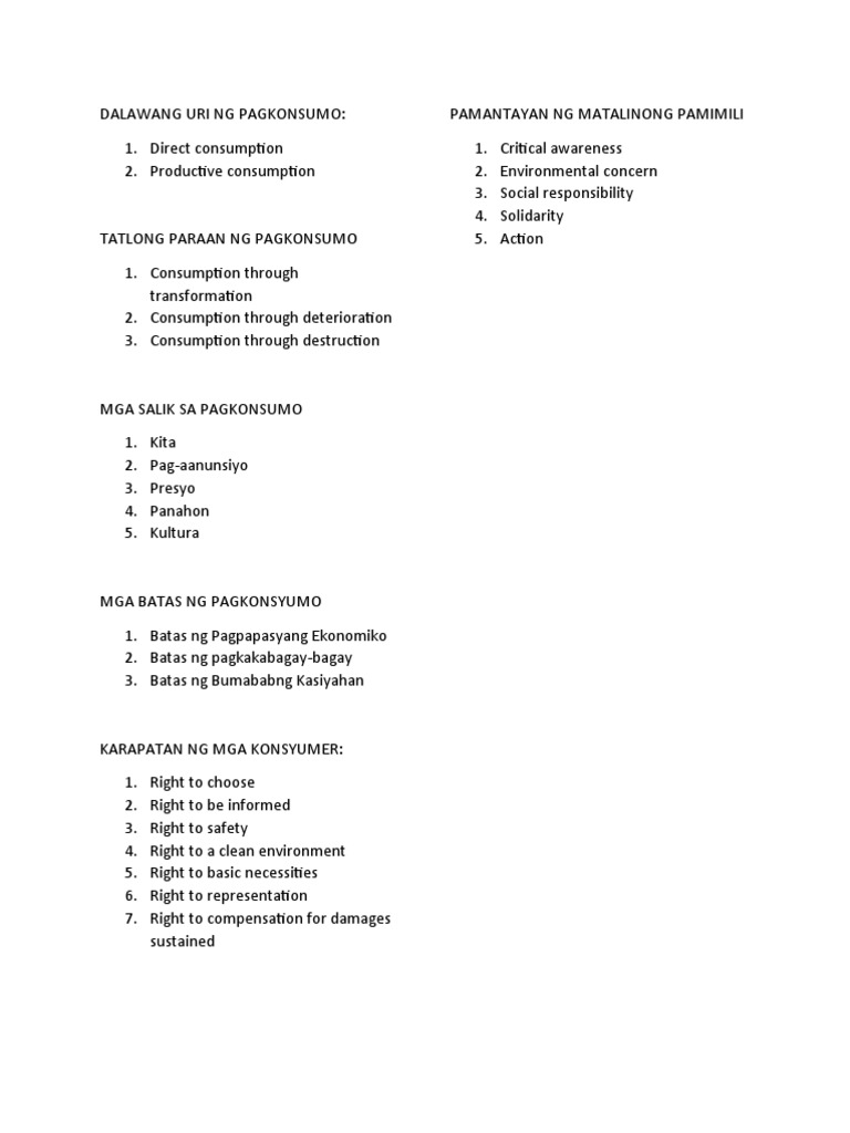 Dalawang Uri NG Pagkonsumo | PDF Dalawang Uri NG Pagkonsumo | PDF