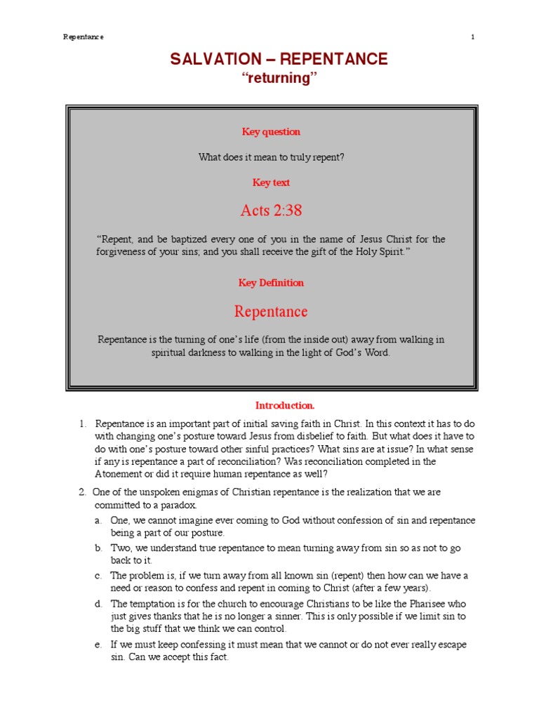 Salvation and Repentance | PDF