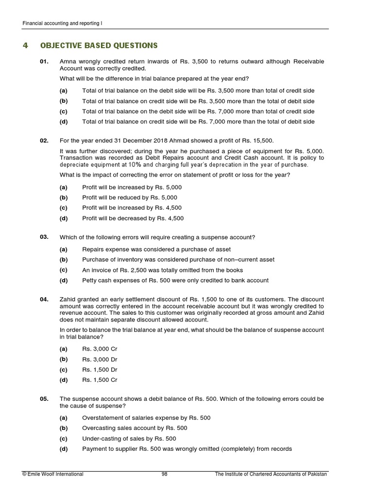 Errors Icap Mcqs | PDF