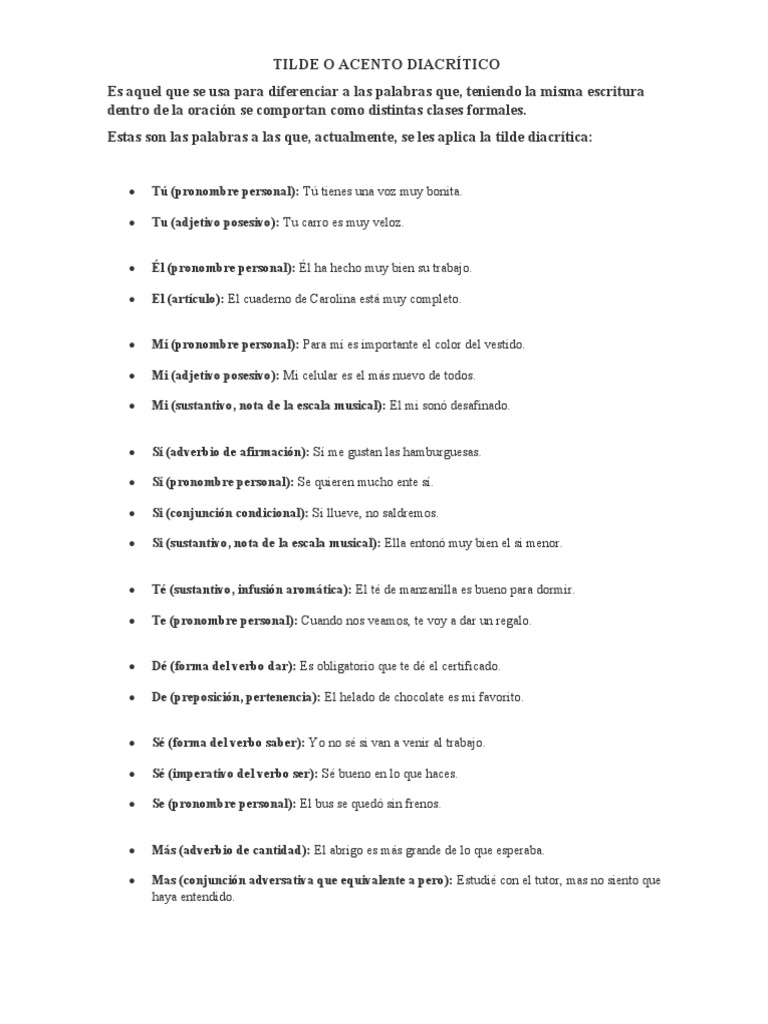Uso del acento diacrítico en español | PDF