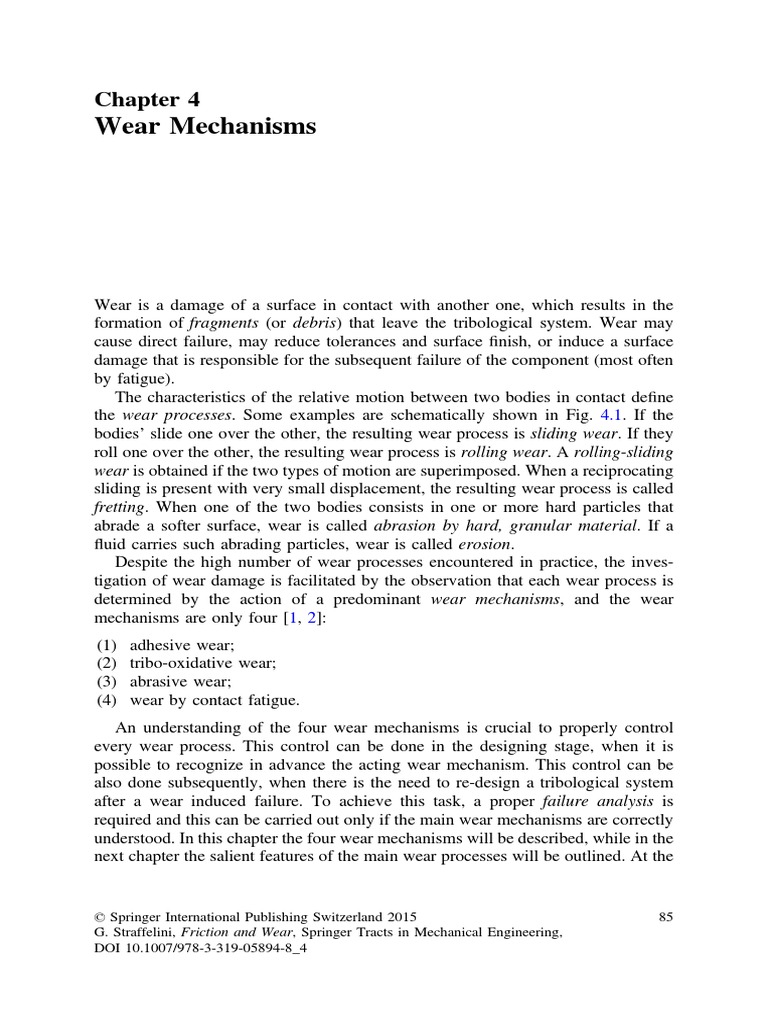 G. Straffelini, Friction and Wear, Springer Tracts in Mechanical Engineering - 2015 | PDF
