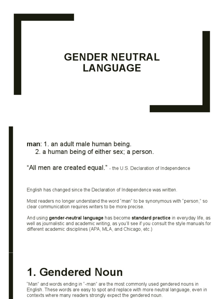 Gender Neutral Language | PDF