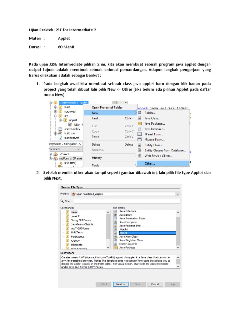 Ujian Java Applet Intermediate | PDF | Metode & Bahan Ajar | Komputer