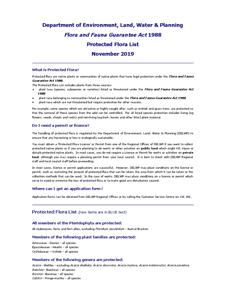 FFG Protected Flora List1 | PDF