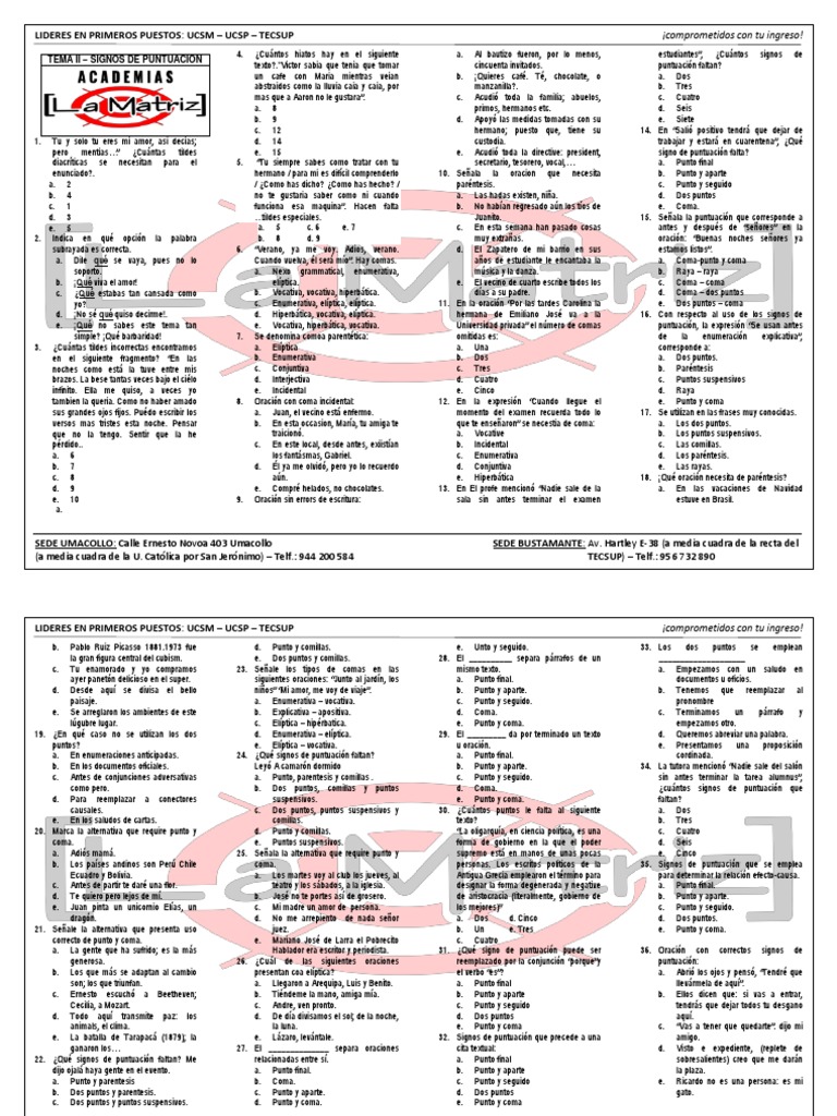 Practica Ii Signos de Puntuación | PDF