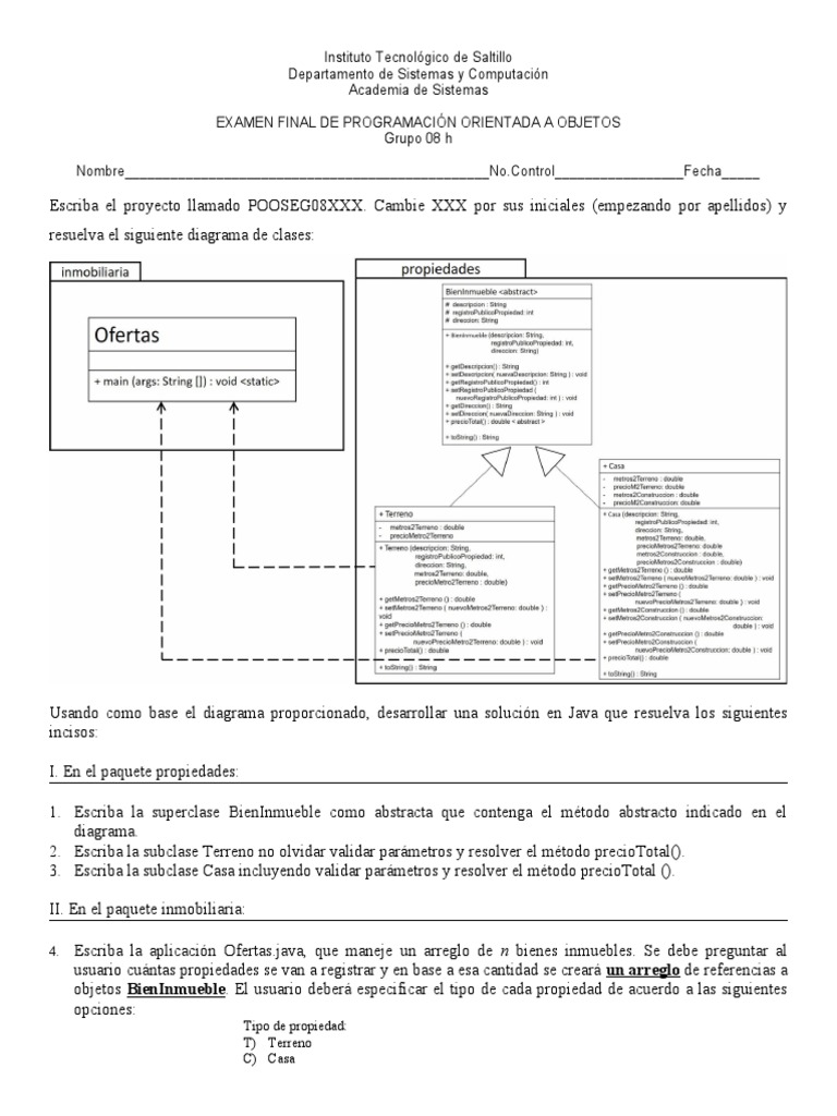 Examen Final POO - Segundas 8h | PDF