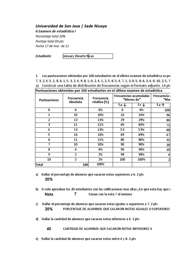 2do Examen Estadistica I | PDF