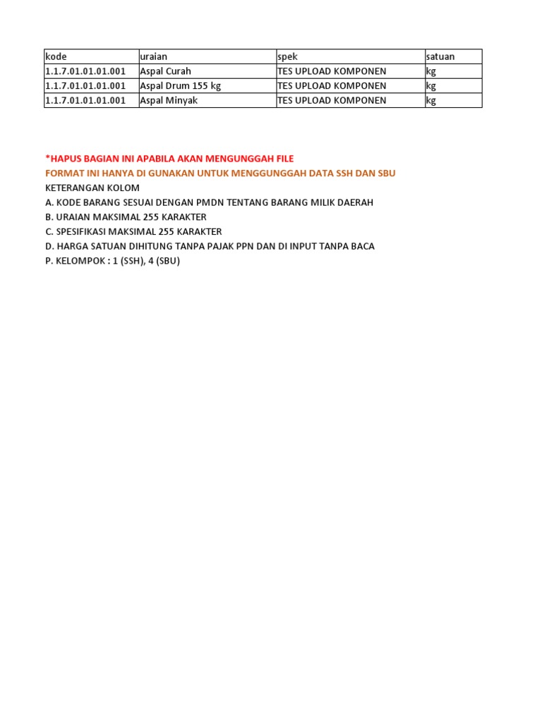 Contoh Form Upload SSH SIPD | PDF
