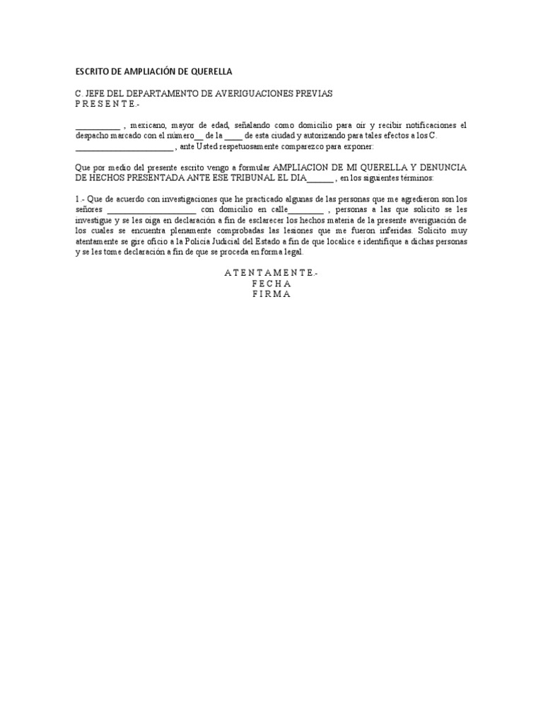 Escrito de Ampliación de Querella | PDF