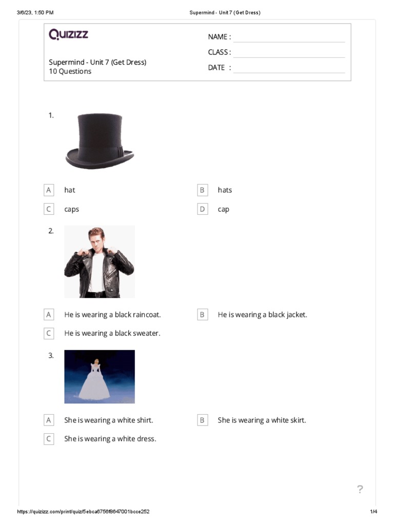 Supermind Unit 7: Get Dressed Worksheet | PDF | Fashion | Clothing