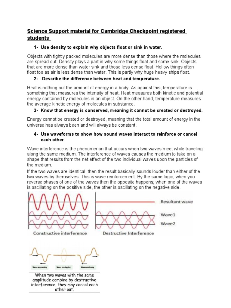 Science Support Material For Cambridge Checkpoint Registered Students ...