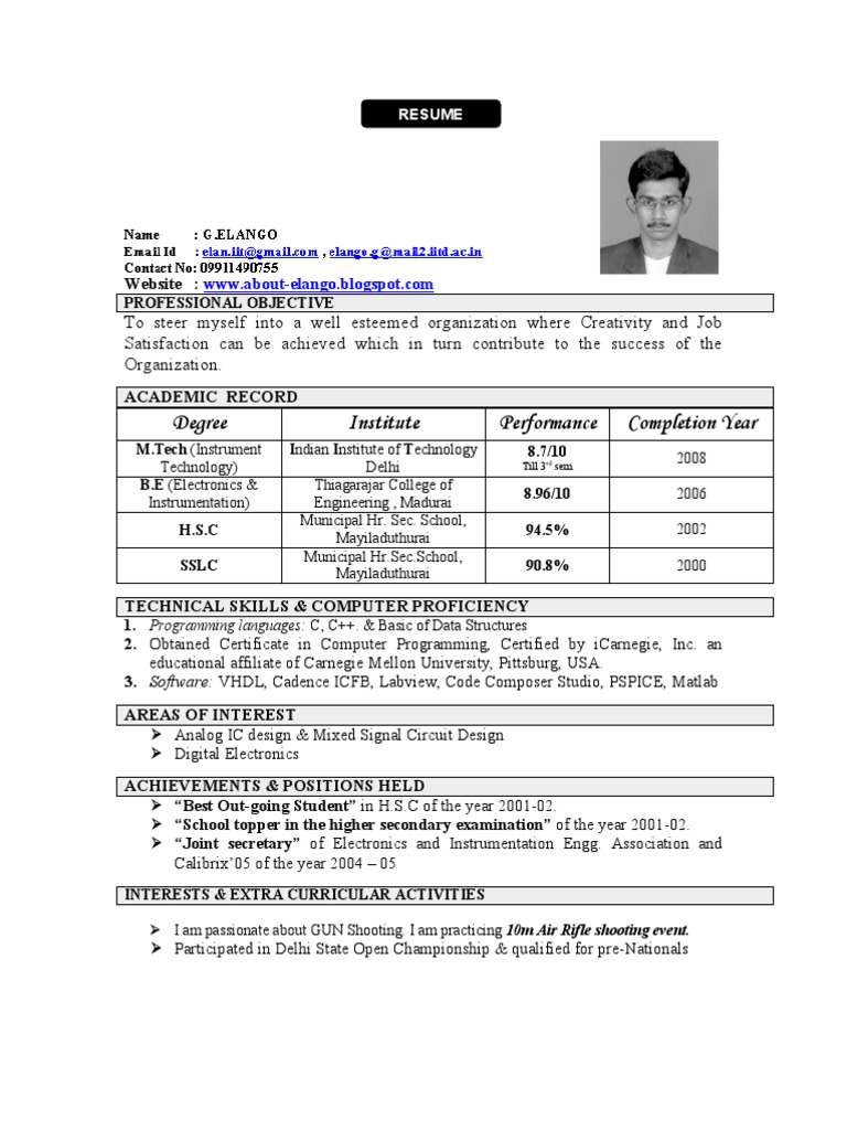 Elango Resume | PDF | Analog To Digital Converter | Video