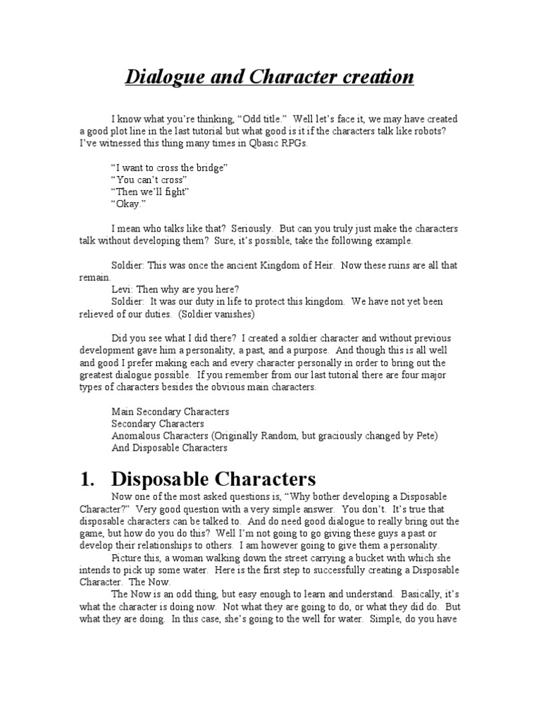 Dialogue and Character Creation | PDF | Anger | Leisure