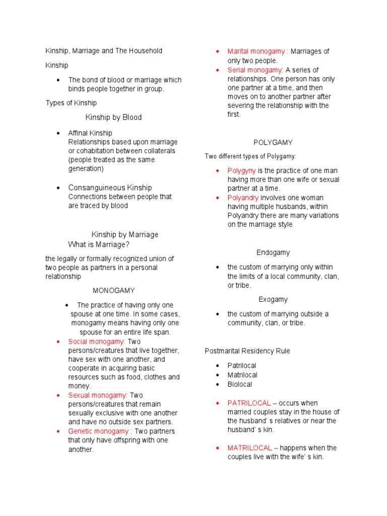 UCSP Kinship, Marriage and The Household FINALS | PDF | Marriage | Family