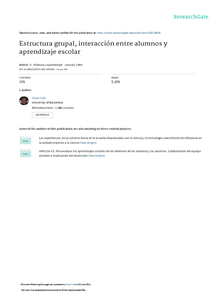 Estructura Grupal CESAR COLL | PDF | Aprendizaje | Sicología