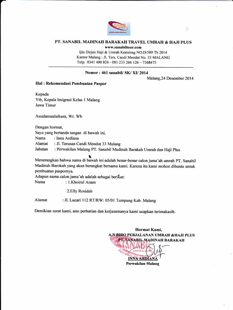 Rekom Pembuatan Visa | PDF