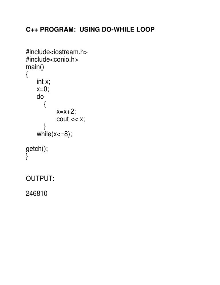 C++ Do-While Loop Example | PDF