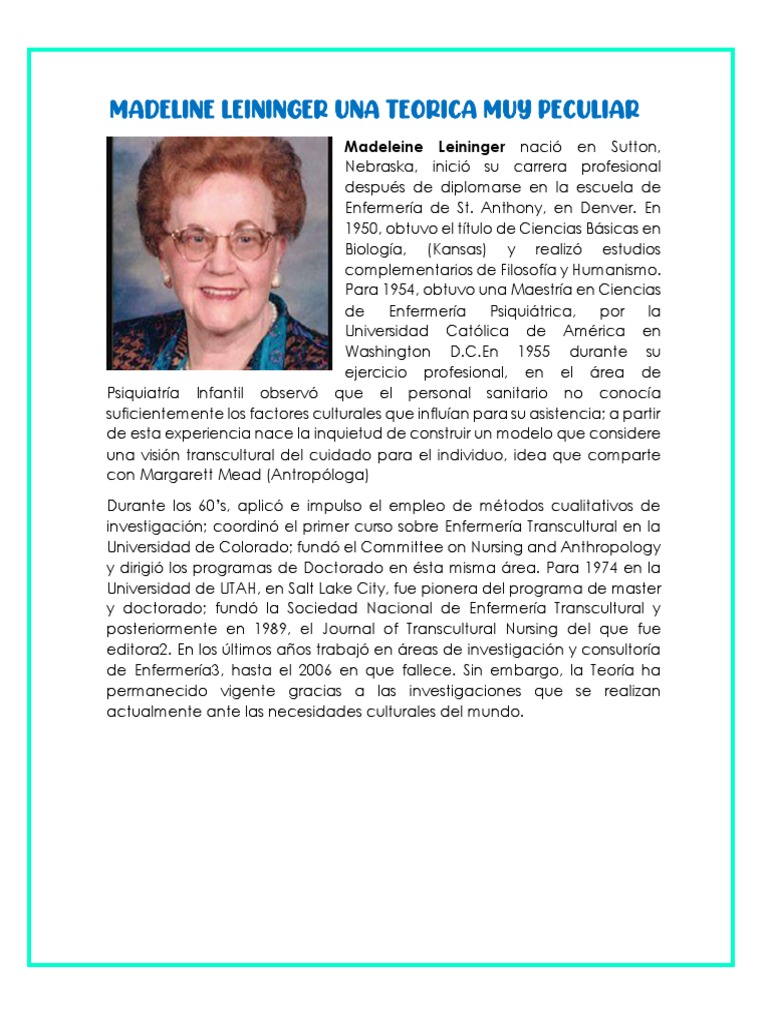 Madeleine Leininger 2.1 | PDF | Enfermería | Teoría