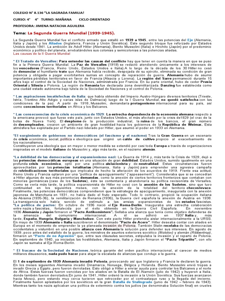 Segunda Guerra Mundial - Guia de Lectura | PDF | Segunda Guerra Mundial ...