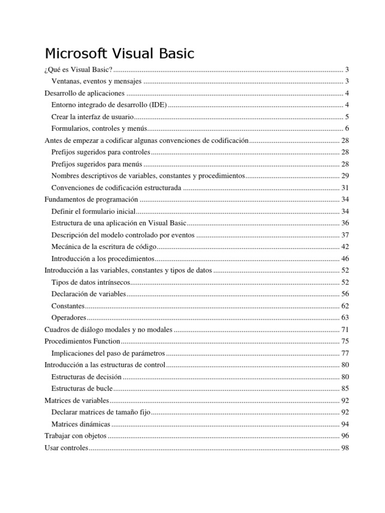 Resumido Visual Basic | PDF | Básico | Ventana (informática)