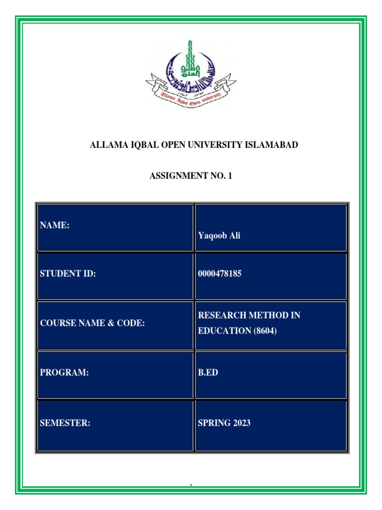 Course 8604 Assignment#01 | PDF Course 8604 Assignment#01 | PDF