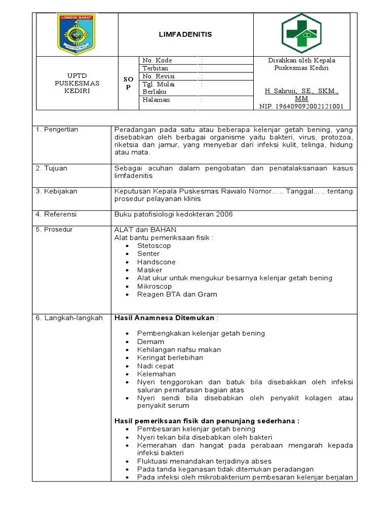 Sop Limfadenitis S | PDF