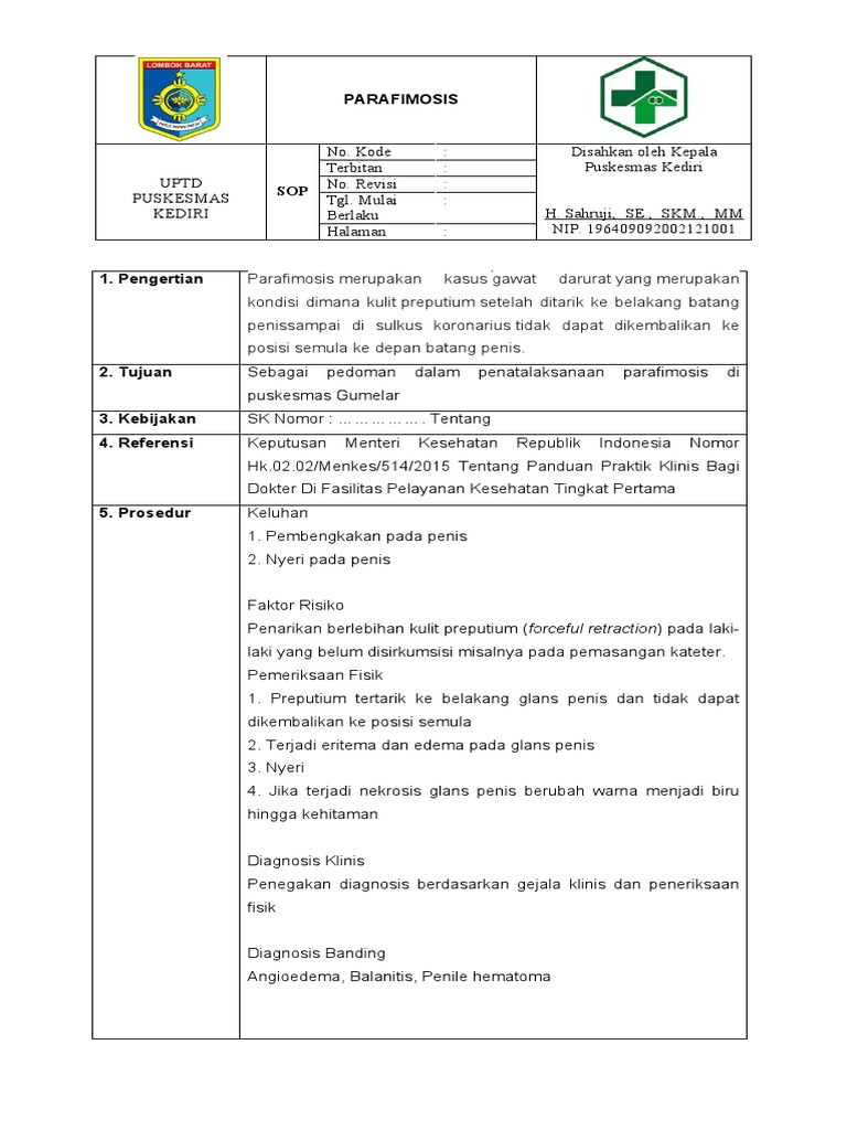 Sop Parafimosis | PDF | Sains & Matematika