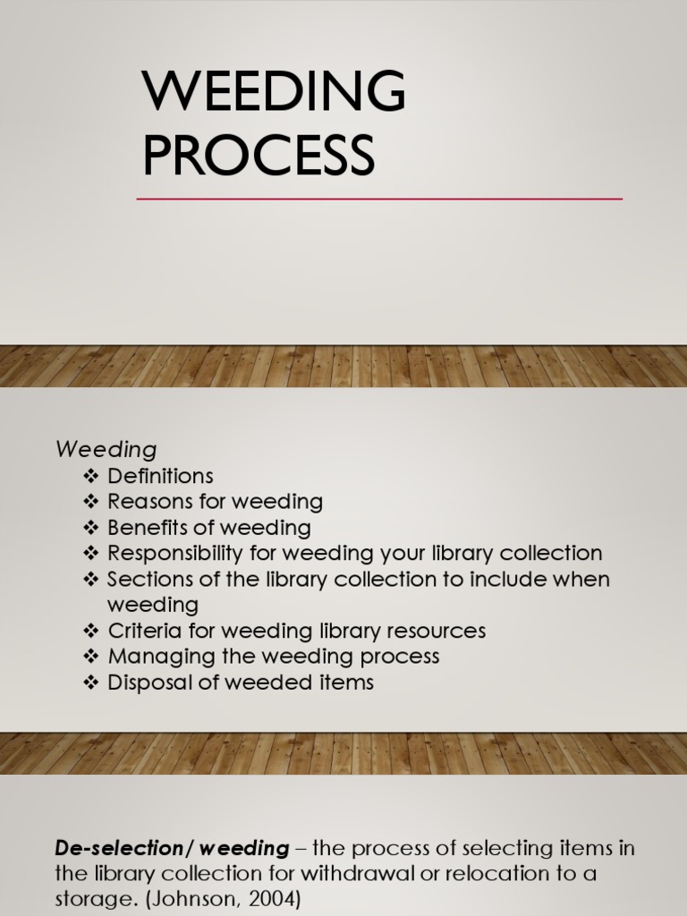 Weeding Process | PDF | Libraries | Evaluation