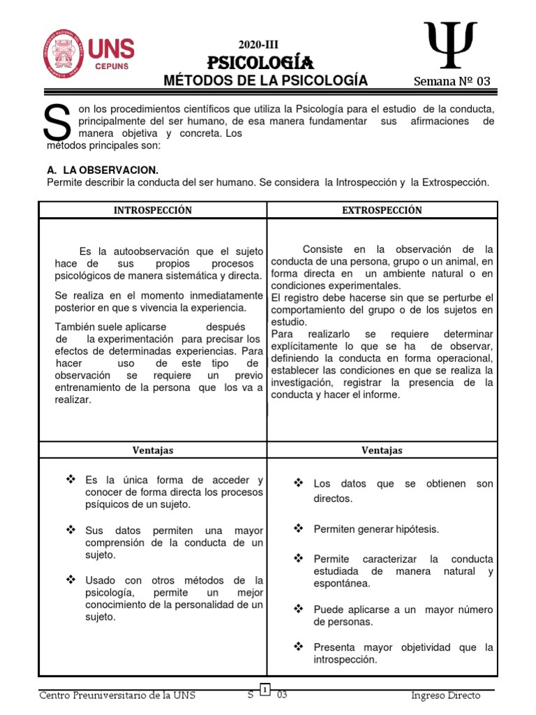 .Sem 03-2020 Iii-Métodos de La Psicolog | PDF | Relaciones personales ...