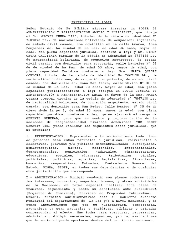 instructiva de poder | PDF