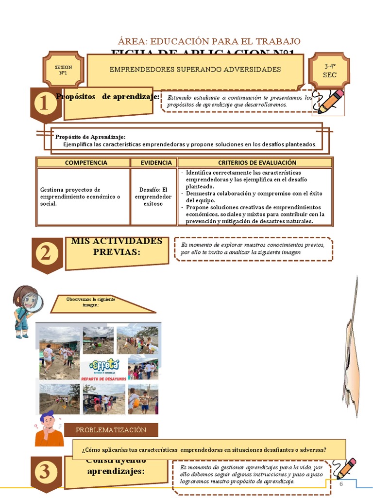 3-4° Ficha de Aplicación-Sesión1-Sem.1-Exp.1-Ept | PDF | Iniciativa ...