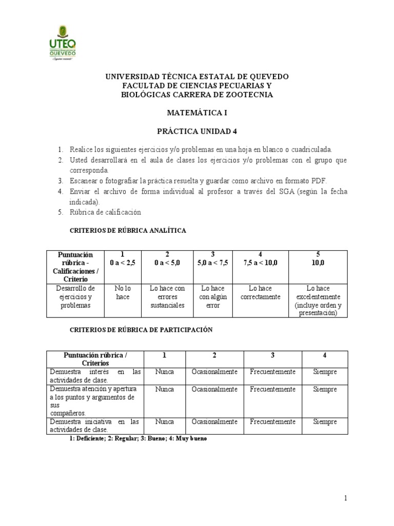 MATE PRÁCTICA UNIDAD 4 | PDF