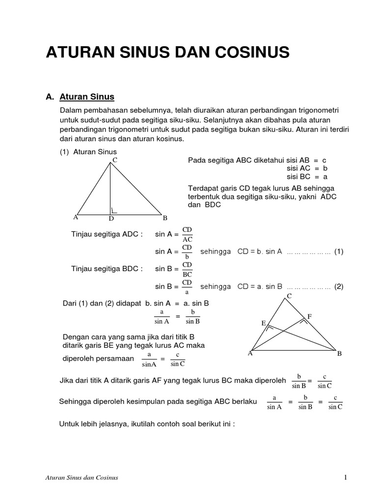 Aturan Sinus dan Cosinus dalam Trigonometri | PDF