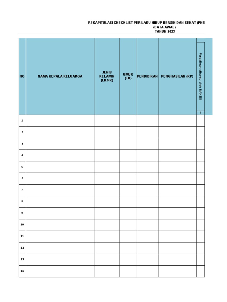 Blangko PHBS RT 2019 | PDF