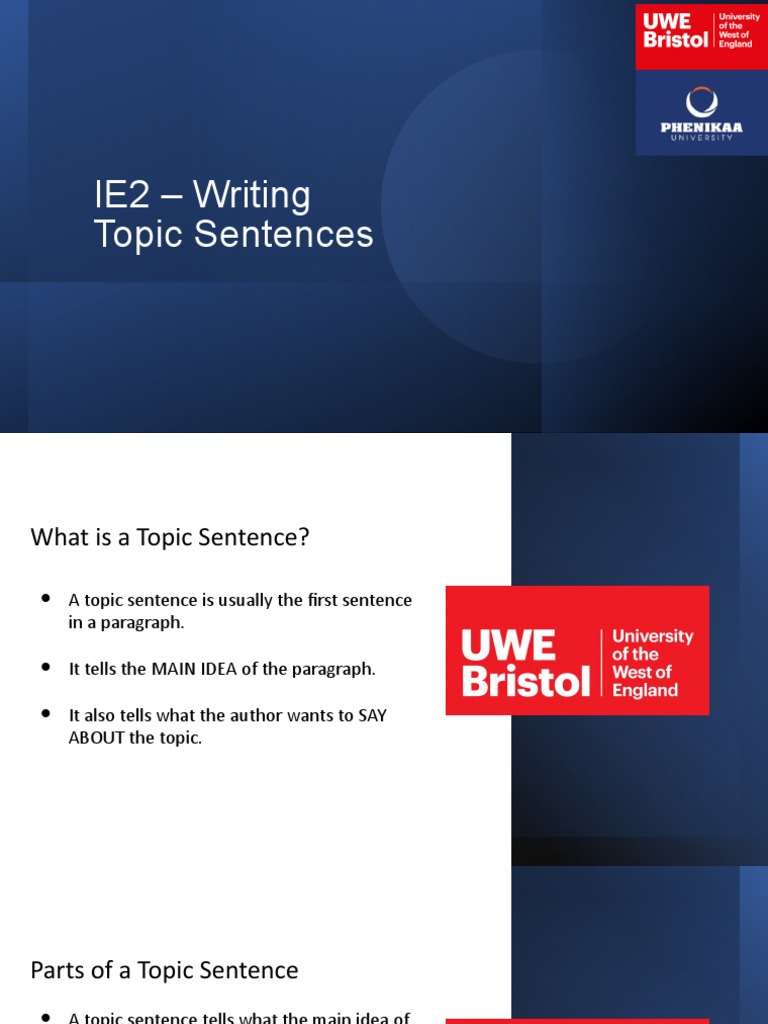 01 Writing Skills - Topic Sentences | PDF | Language Arts & Discipline ...