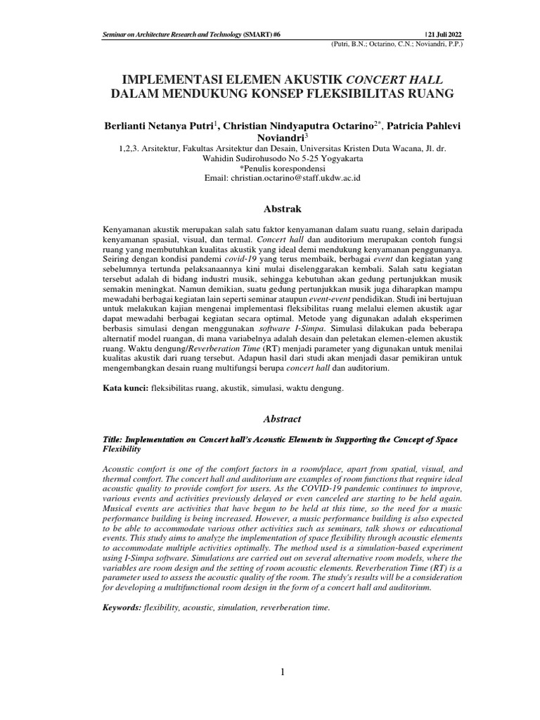 Implementasi Elemen Akustik Concert Hall Dalam Mendukung Konsep ...