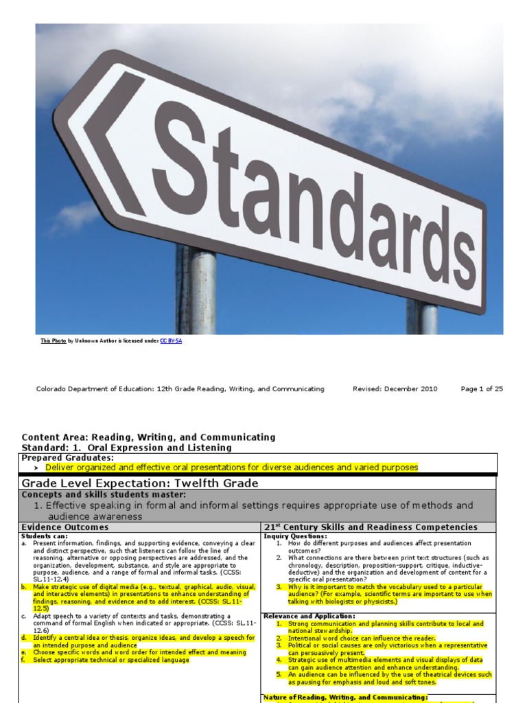 Colorado Standards Used in Webquest | PDF | Communication | Information