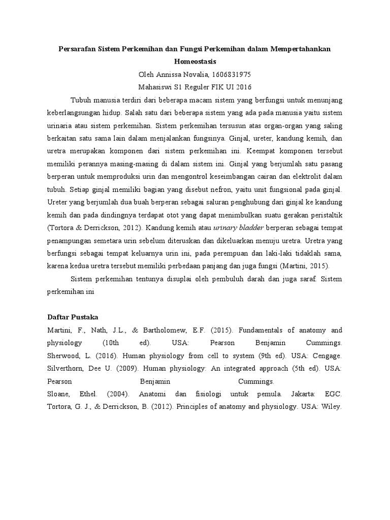 Persarafan Sistem Perkemihan Dan Fungsi Perkemihan Dalam Mempertahankan ...