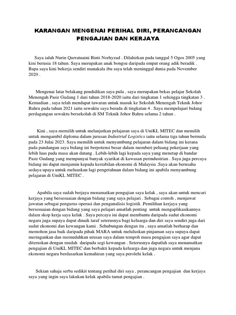 Karangan Mengenai Perihal Diri | PDF