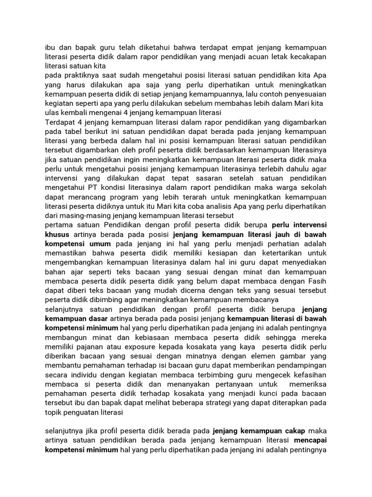 Empat Jenjang Kemampuan Literasi Pendidikan | PDF