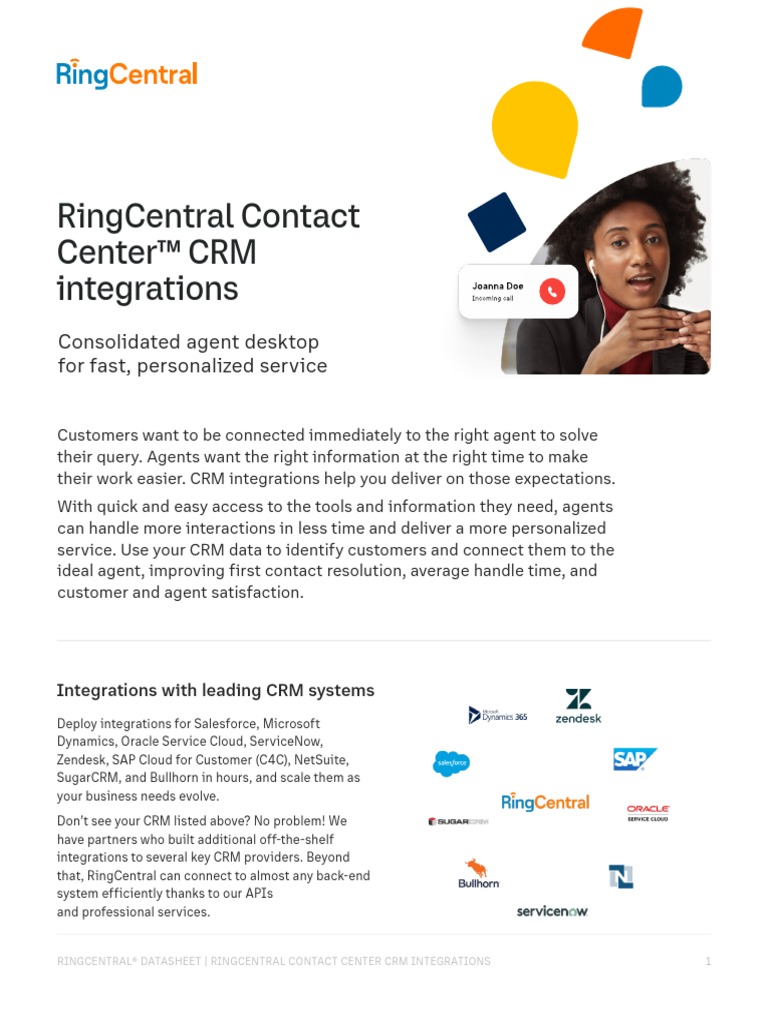 Ring Central Contact Center CRM Integrations | PDF