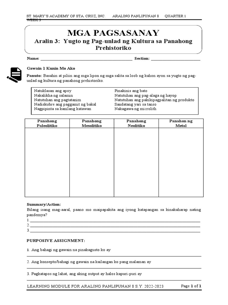 AP-8-Q1-W3 Activity Sheet | PDF