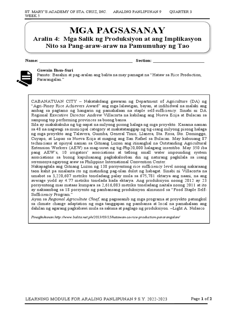 AP-9-Q1-A4 Activity Sheet | PDF