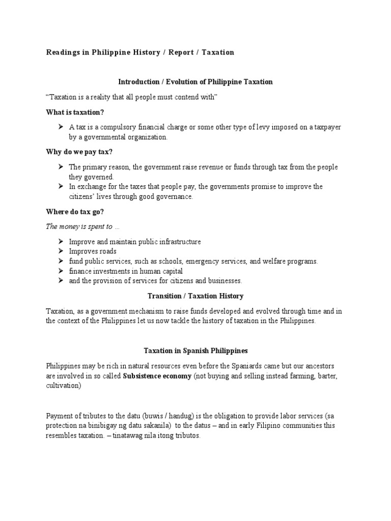 RPH Report Taxation | PDF