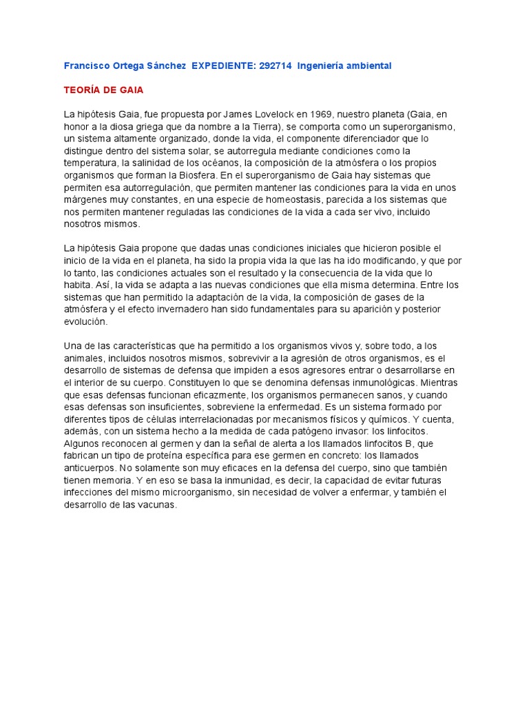 TEORÍA DE GAIA Y PRINCIPIOS DE LA NATURALEZA | PDF | Hipótesis de Gaia ...